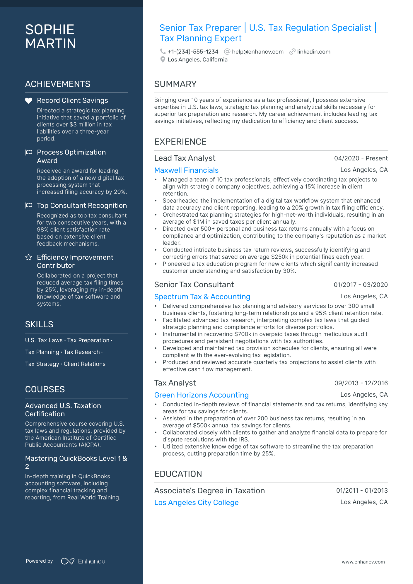 5 Tax Preparer Resume Examples & Guide for 2024