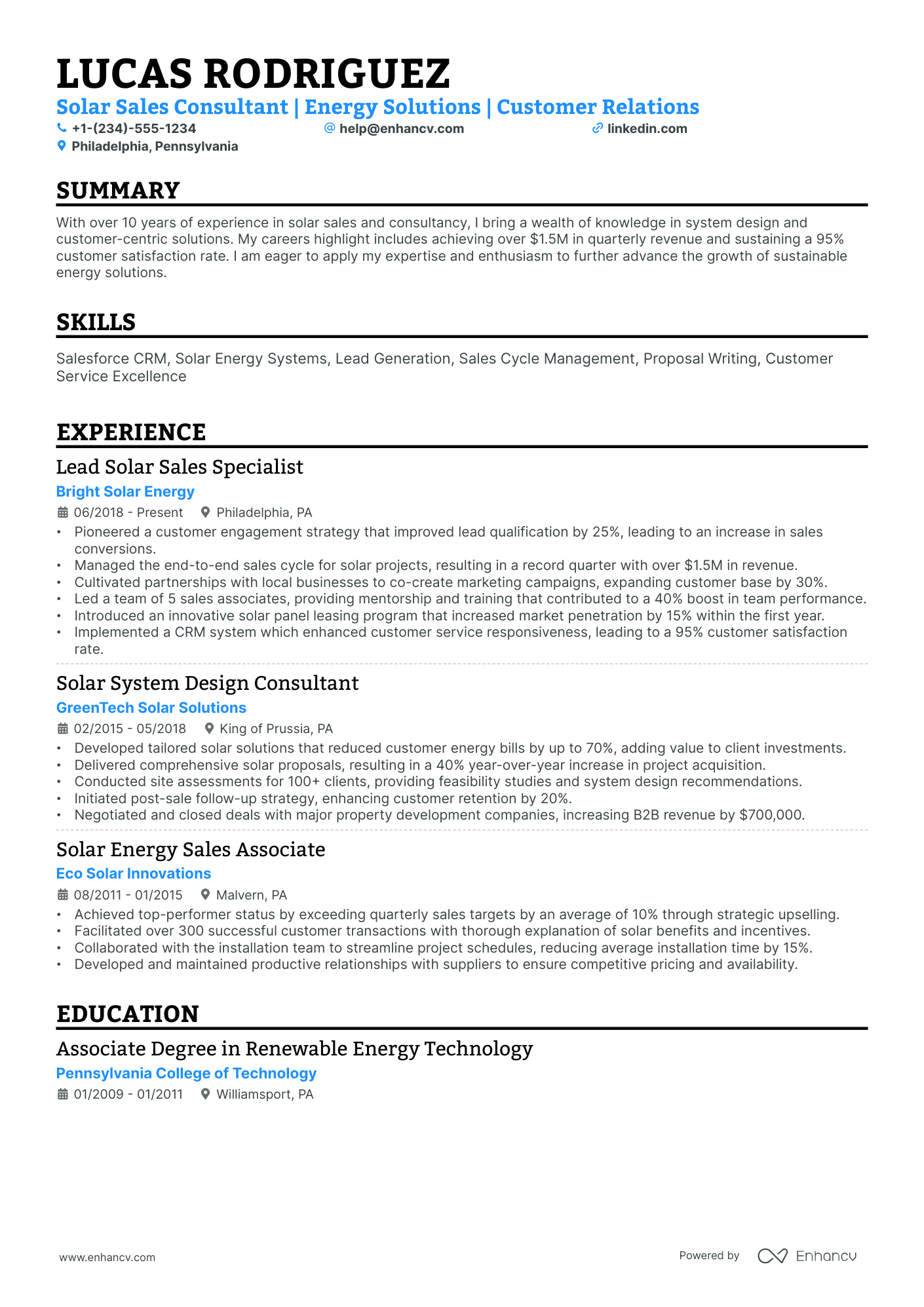 10 Solar Sales Resume Examples & Guide for 2026