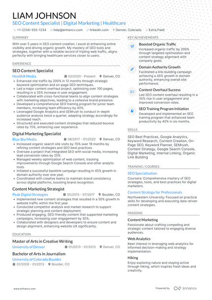 10 SEO Specialist Resume Examples, Templates & Guide for 2026