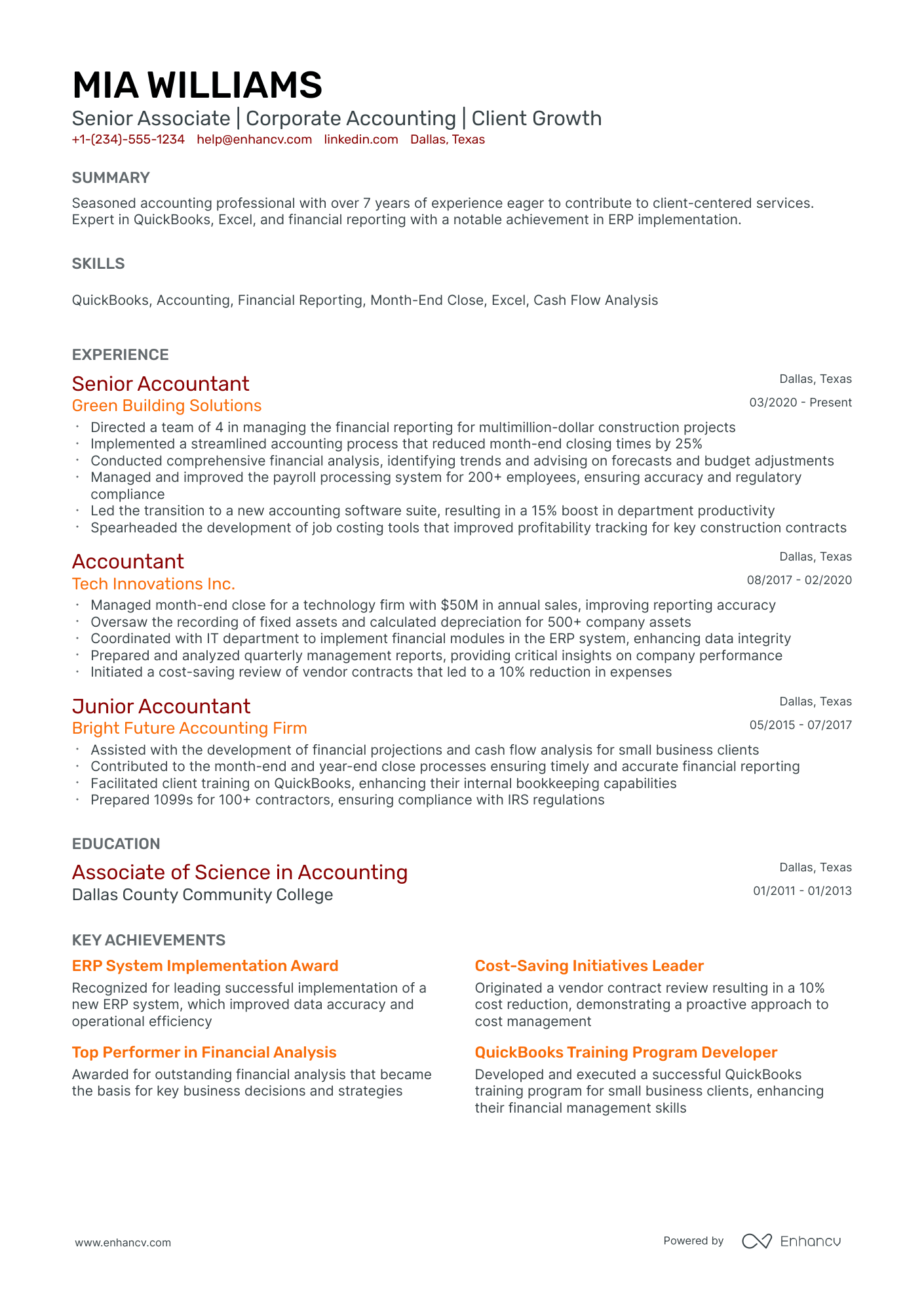 10 Corporate Accounting Resume Examples & Guide for 2025