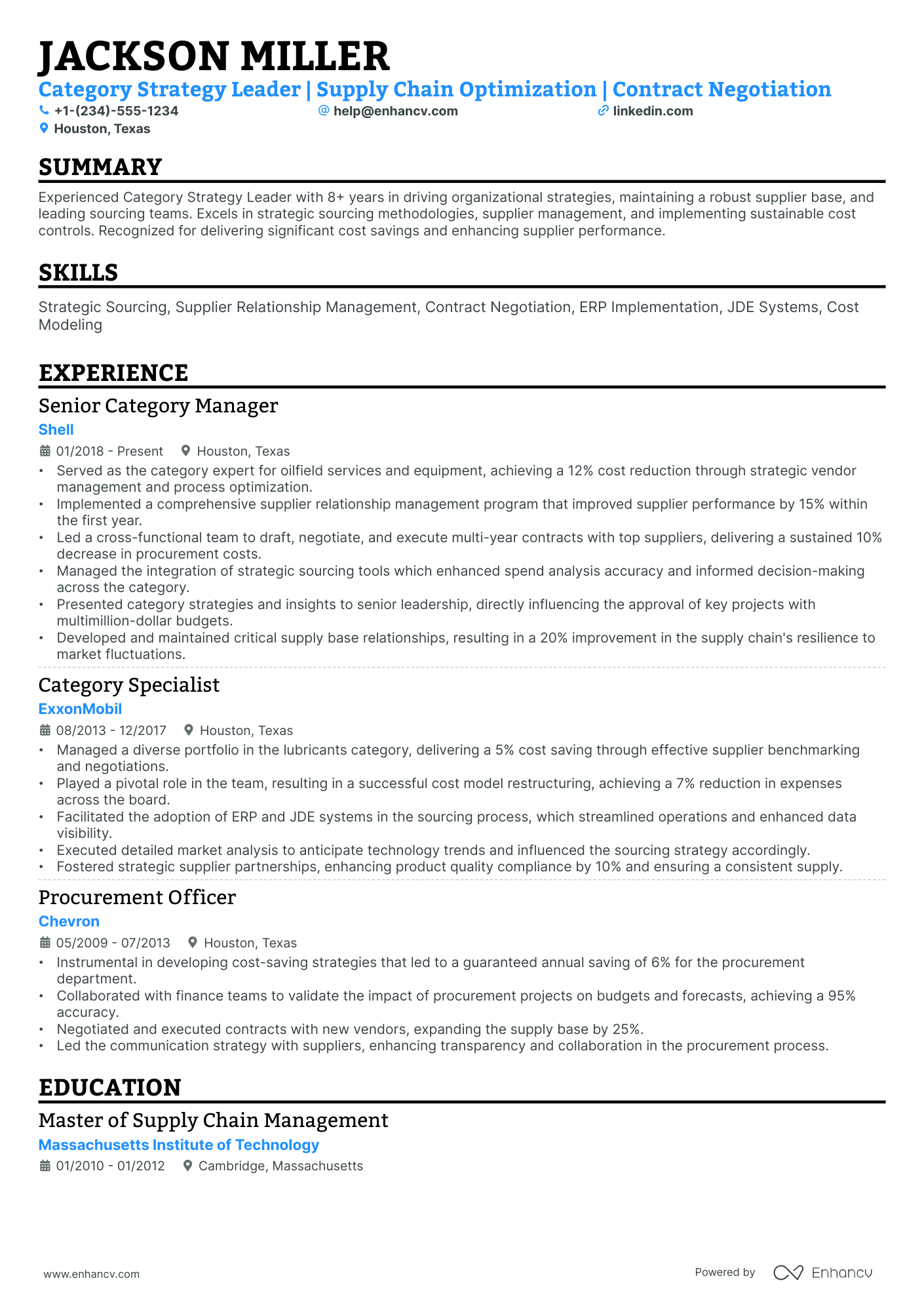 10 Commodity Manager Resume Examples & Guide for 2026