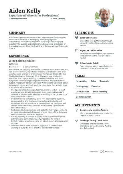 5 Wine Sale Resume Examples & Guide for 2024