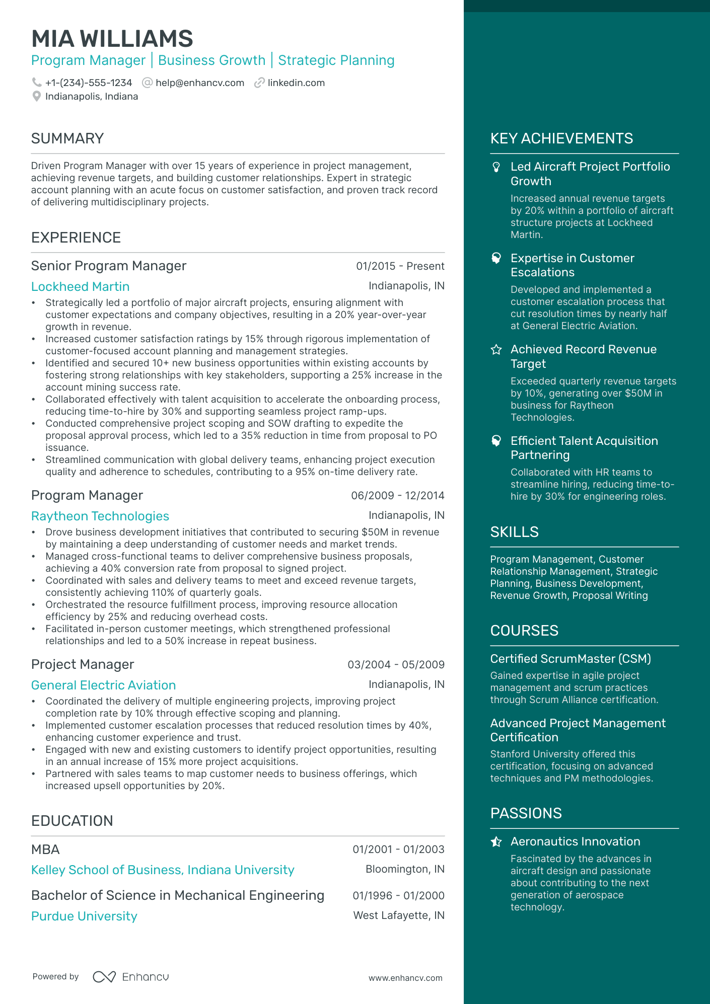 10 Aerospace Program Manager Resume Examples & Guide for 2026