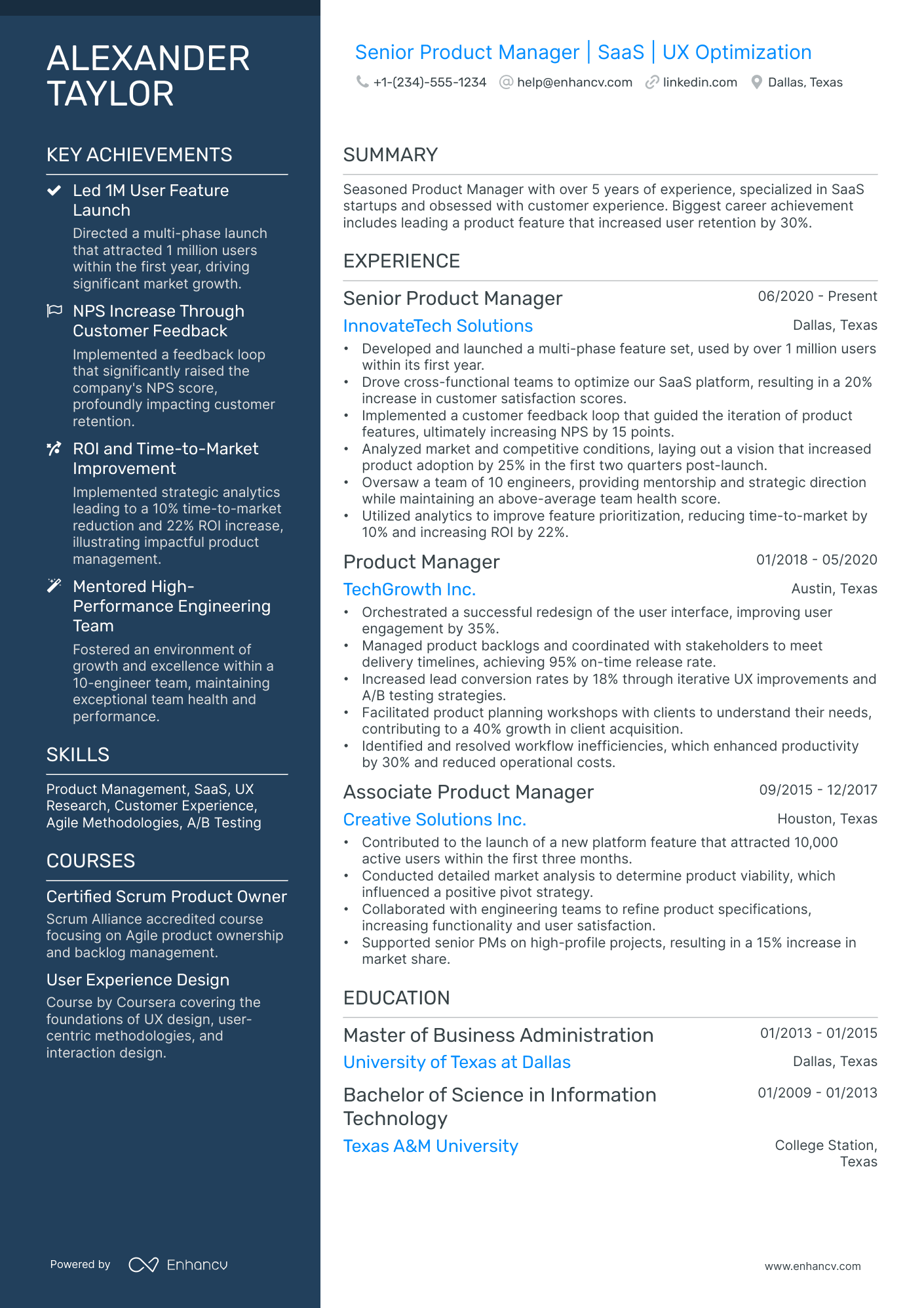 10 SaaS Product Manager Resume Examples & Guide for 2025