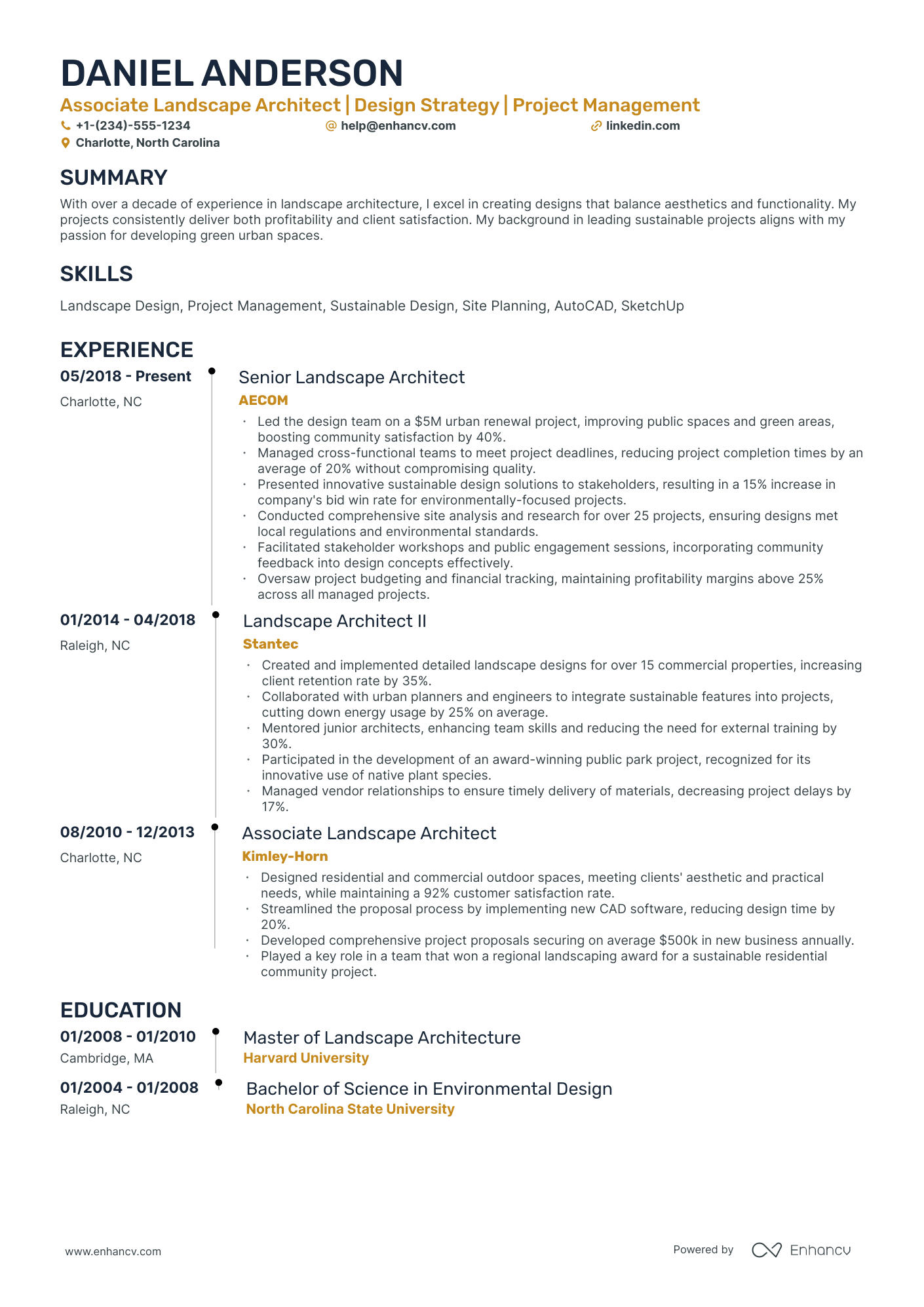10 Landscape Architect Resume Examples & Guide for 2026