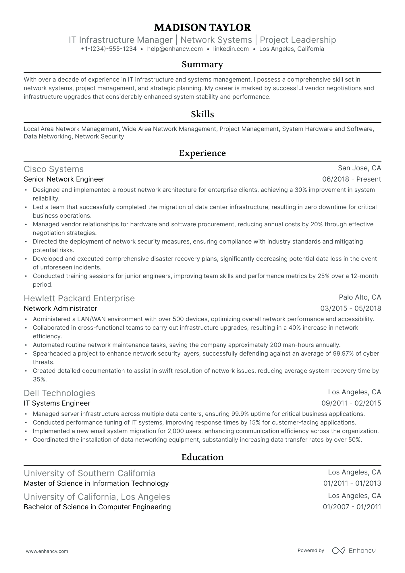 10 IT Infrastructure Manager Resume Examples & Guide for 2025