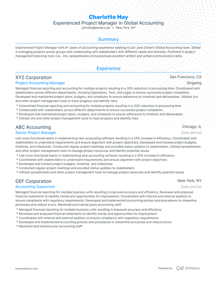 5 Project Accounting Resume Examples & Guide for 2023
