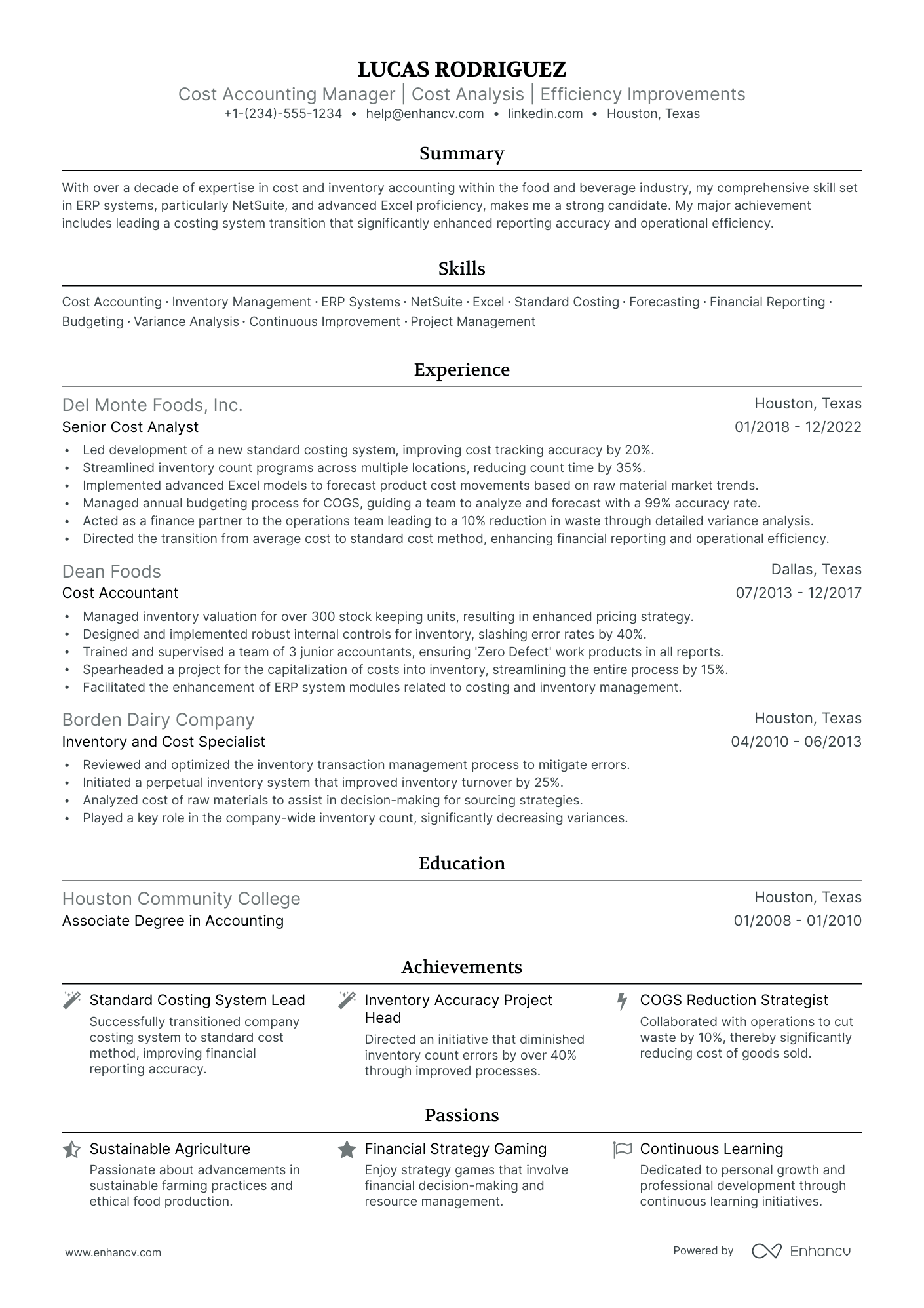 5 Cost Accounting Resume Examples & Guide for 2024