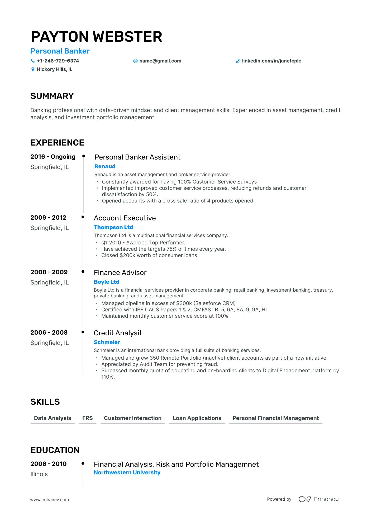 5 Personal Banker Resume Examples & Guide for 2024