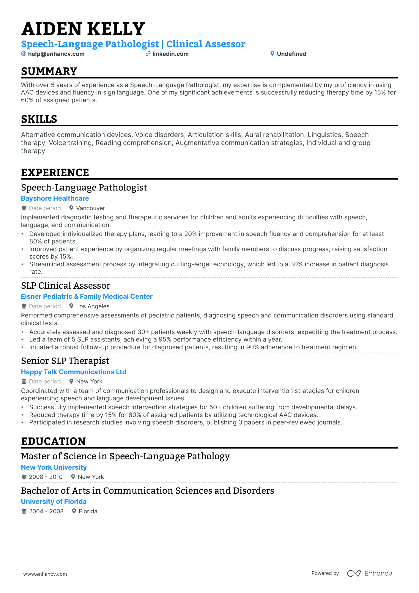10 SLP Grad School Resume Examples & Guide for 2025