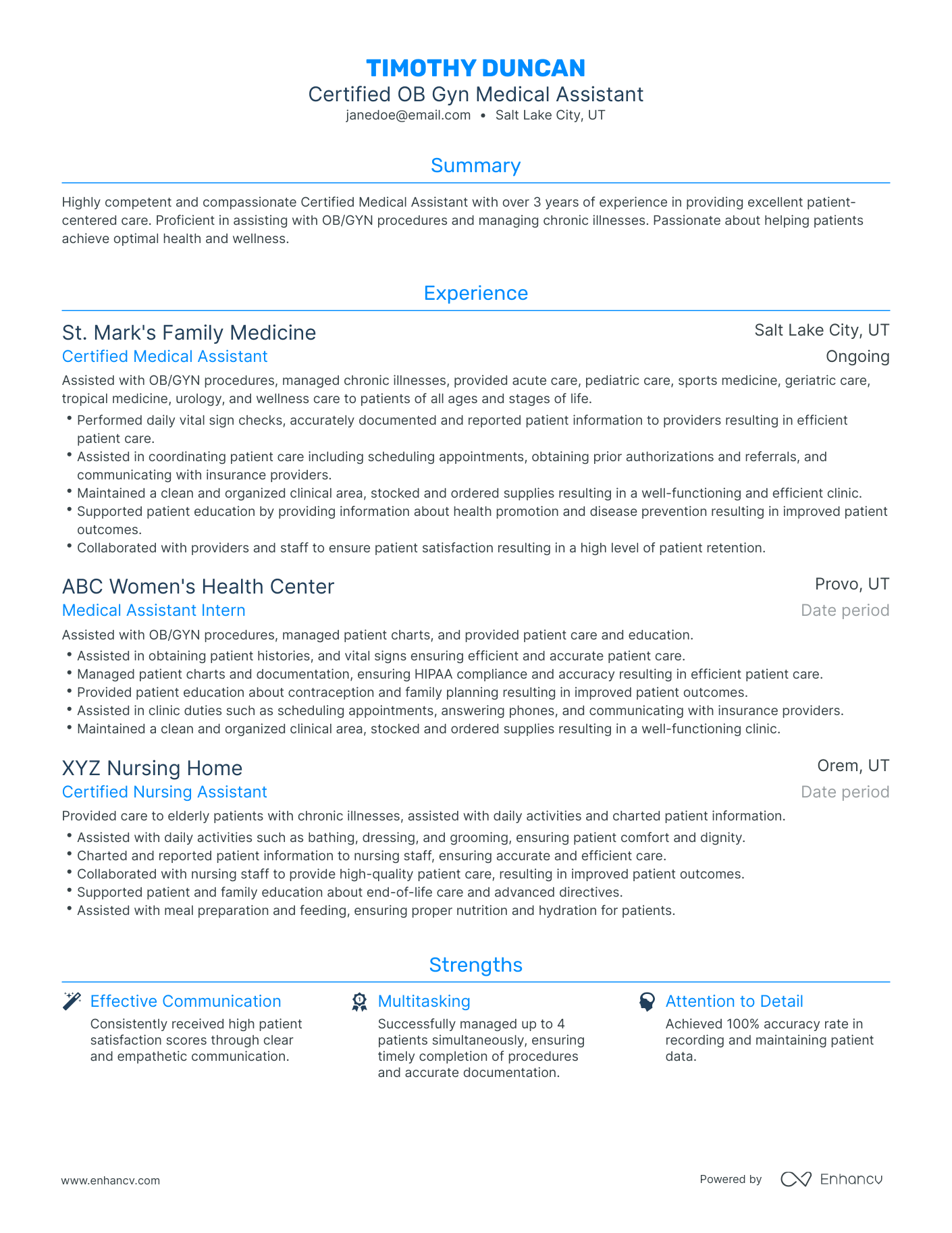 5 Ob Gyn Medical Assistant Resume Examples & Guide for 2024