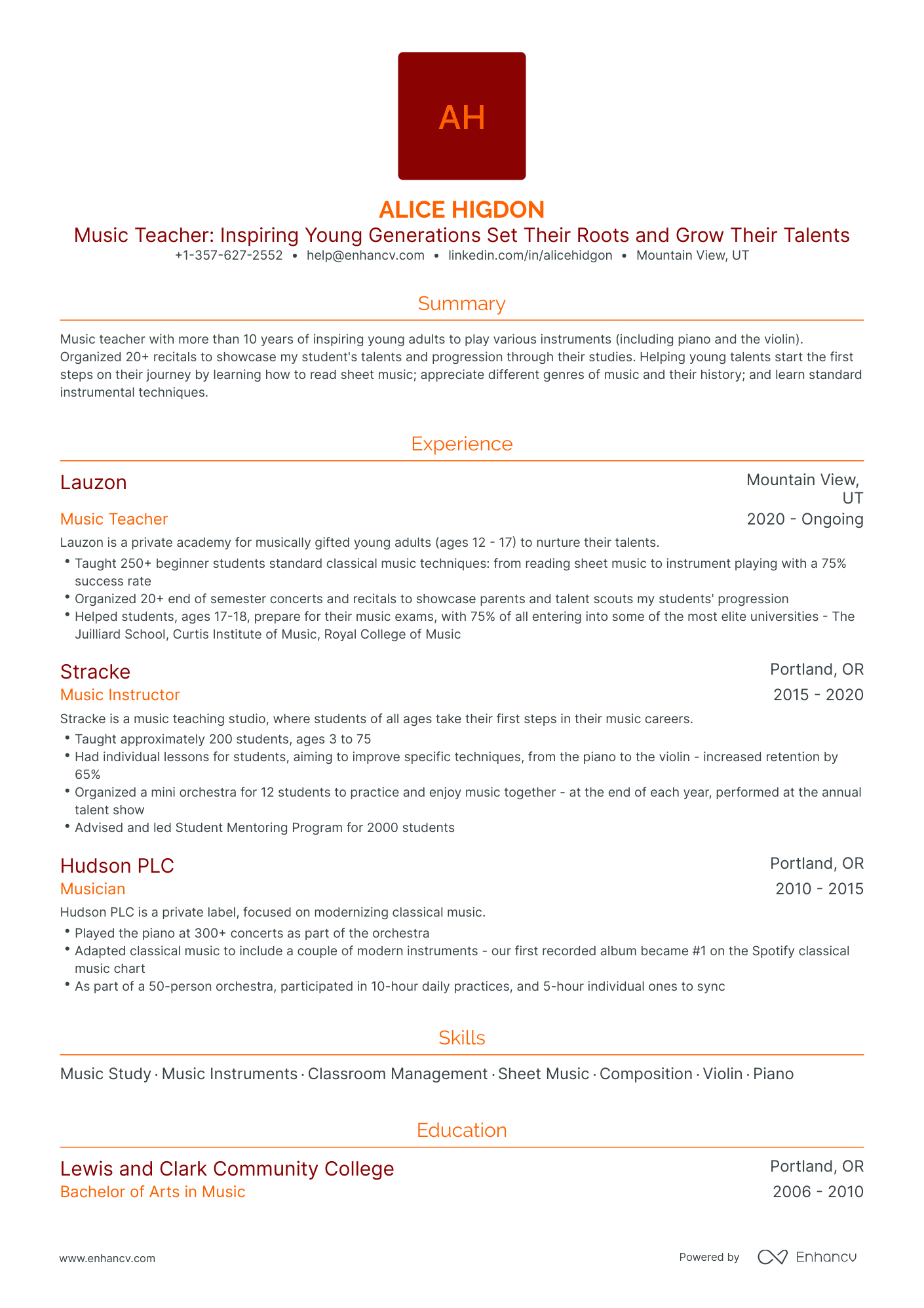 5 Music Teacher Resume Examples & Guide for 2023