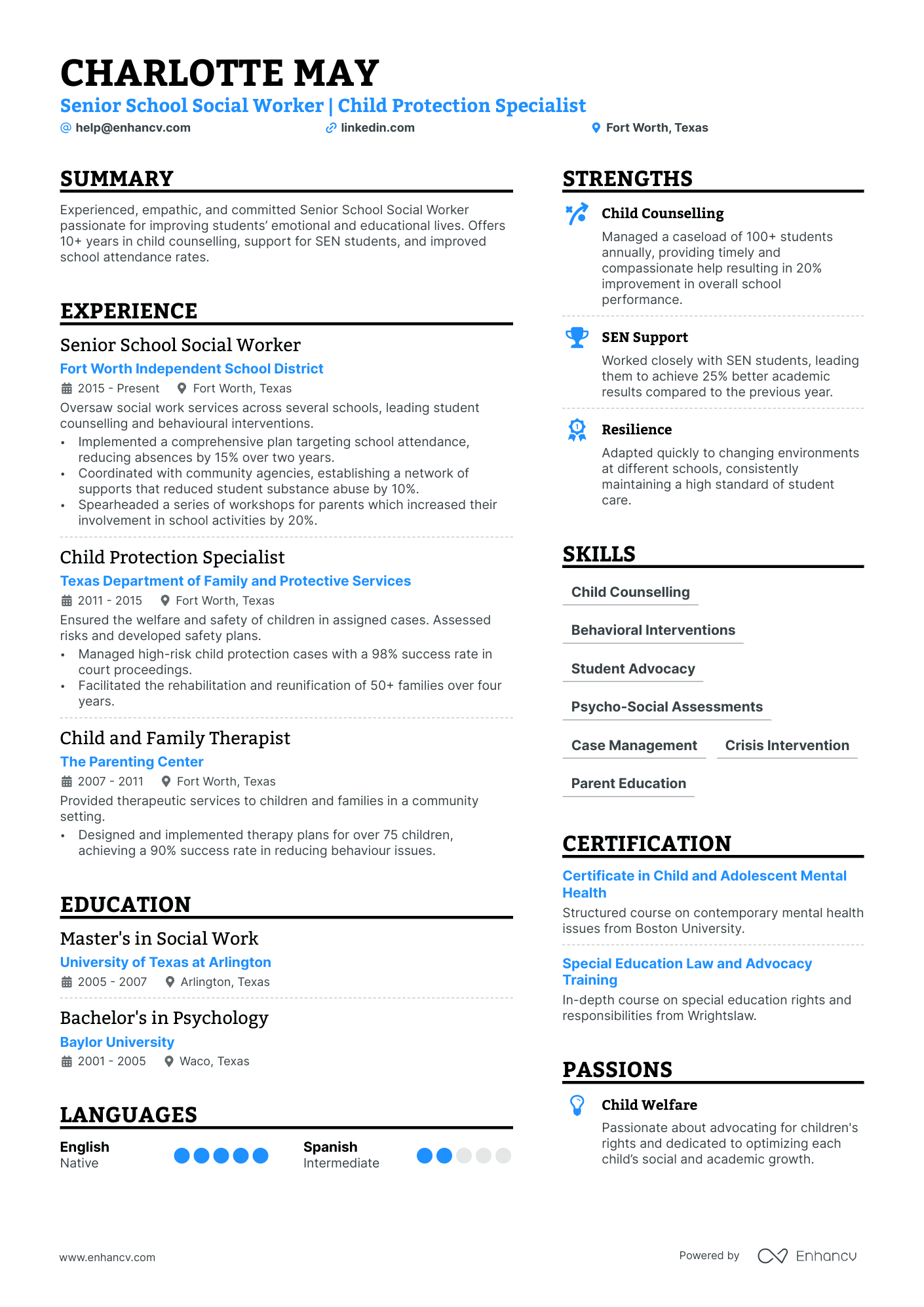5 School Social Worker Resume Examples & Guide for 2024