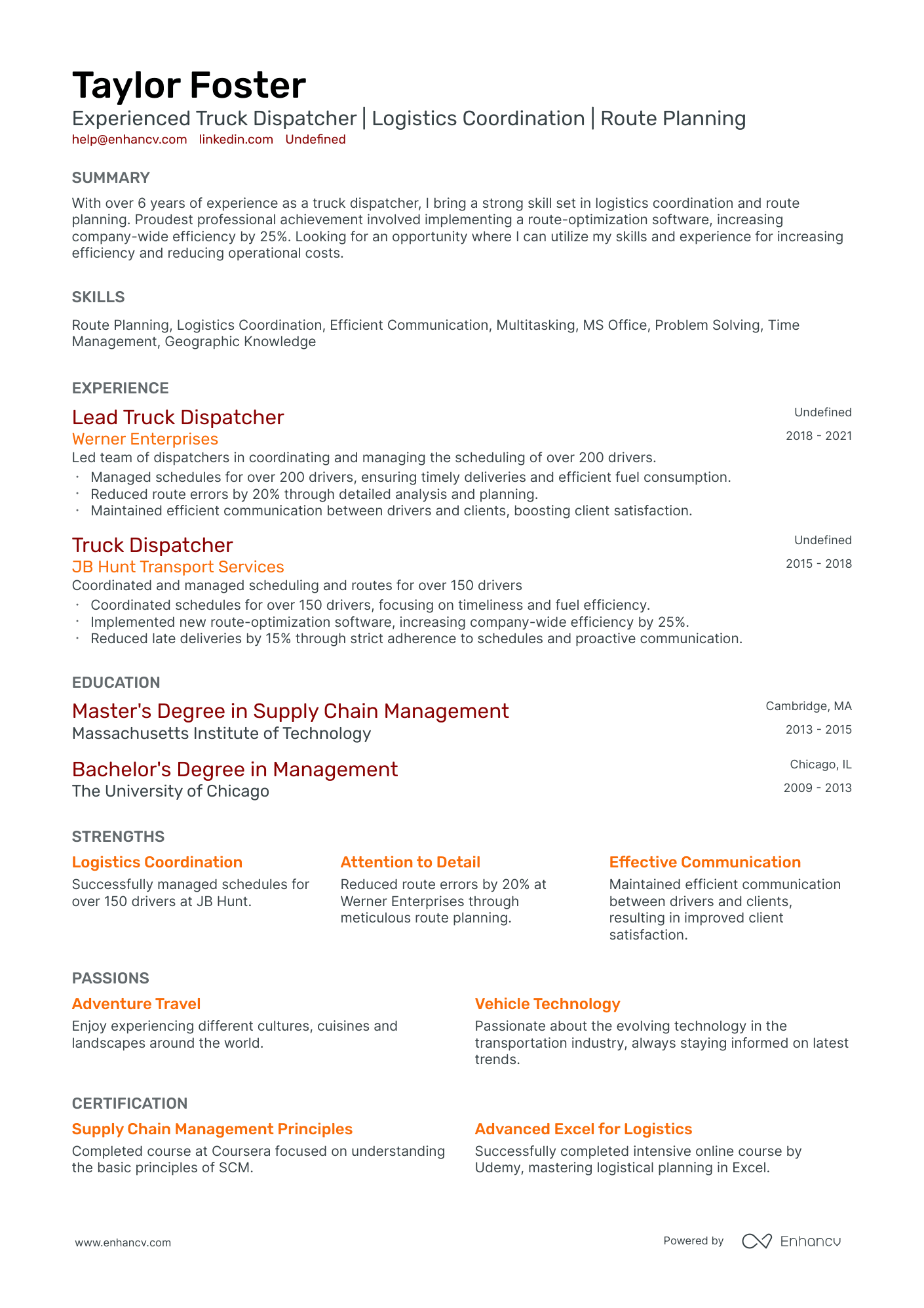 10 Truck Dispatcher Resume Examples & Guide for 2026