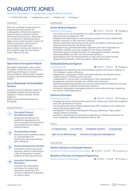 5 C Developer Resume Examples & Guide for 2024