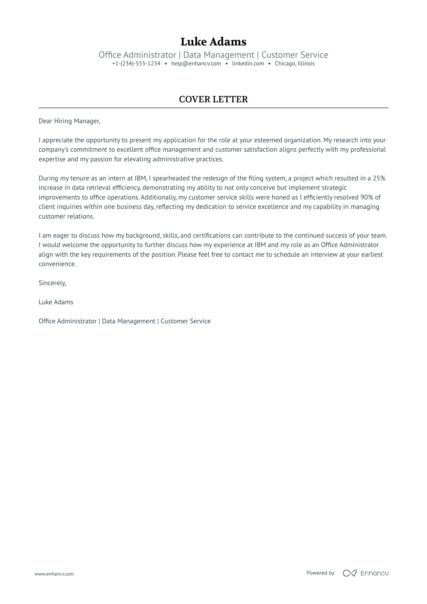 6 Professional Office Administrator Cover Letter Examples and Template ...