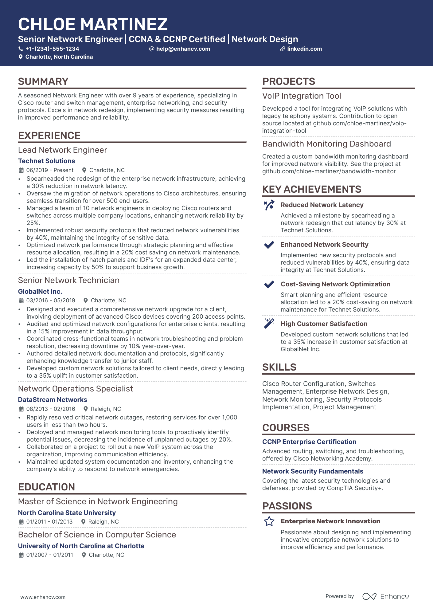 10 Ccna Network Engineer Resume Examples & Guide for 2025