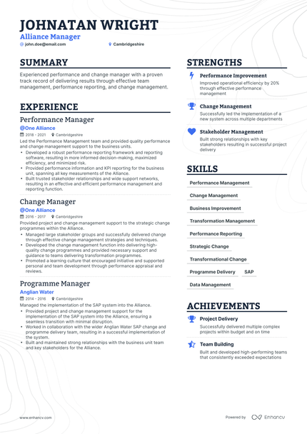 5 Alliance Manager Resume Examples & Guide for 2024