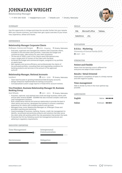 Relationship Manager Resume Examples & Guide for 2023 (Layout, Skills ...