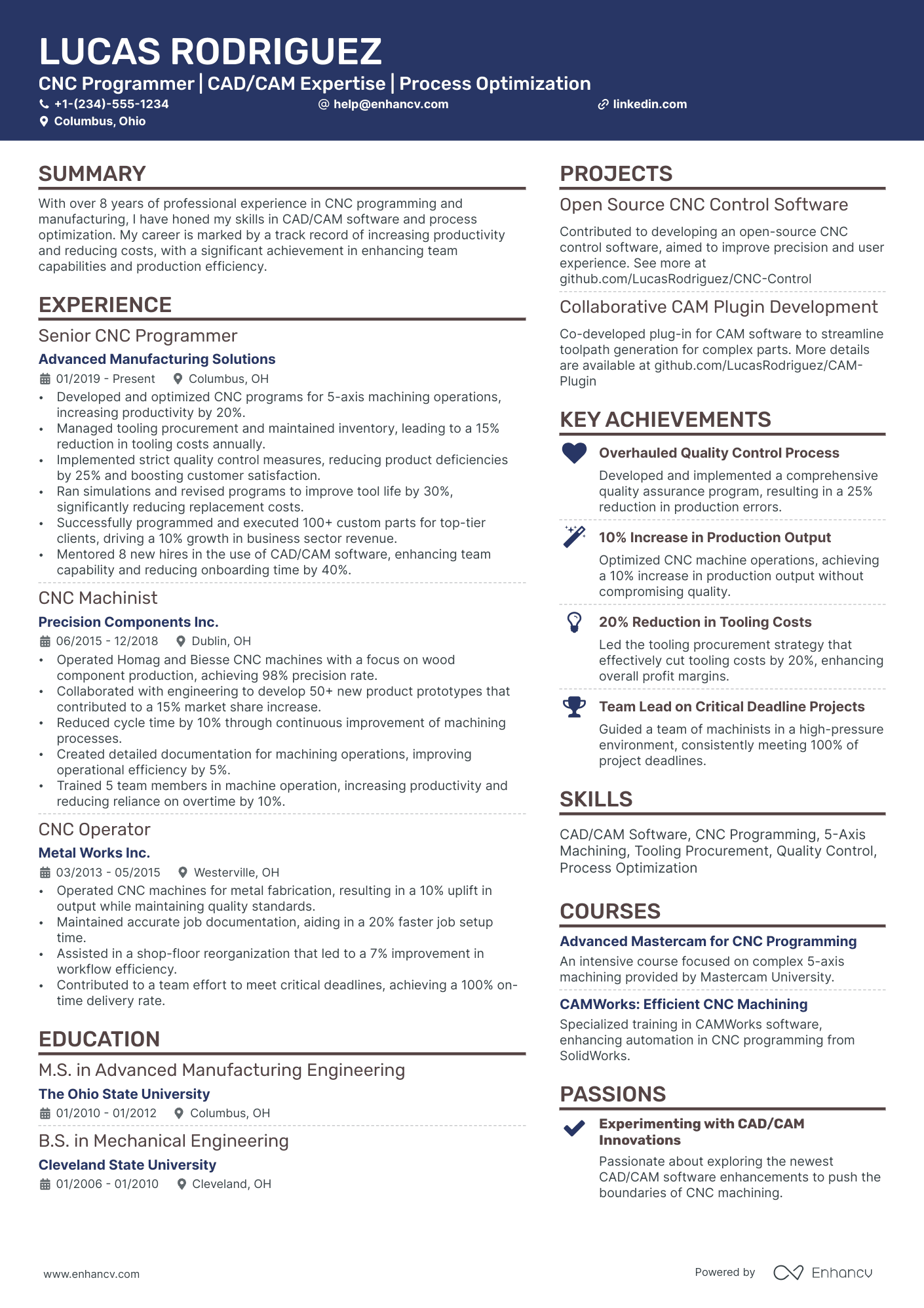 10 CNC Programmer Resume Examples & Guide for 2025