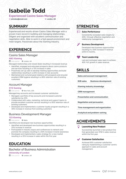 5 Casino Manager Resume Examples & Guide for 2023