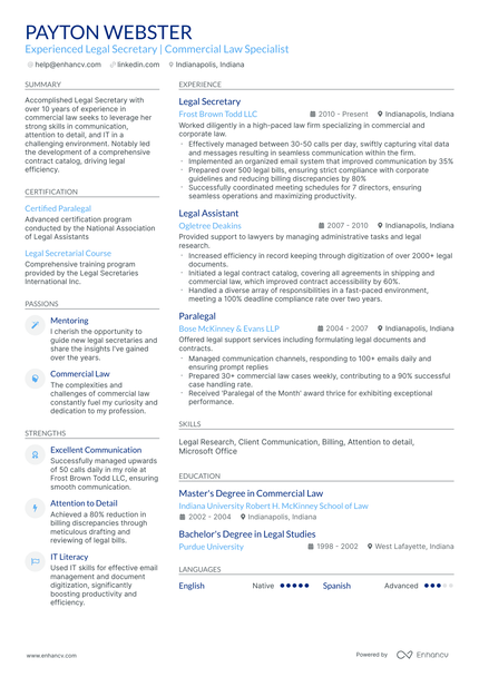 10 Legal Secretary Resume Examples & Guide for 2026