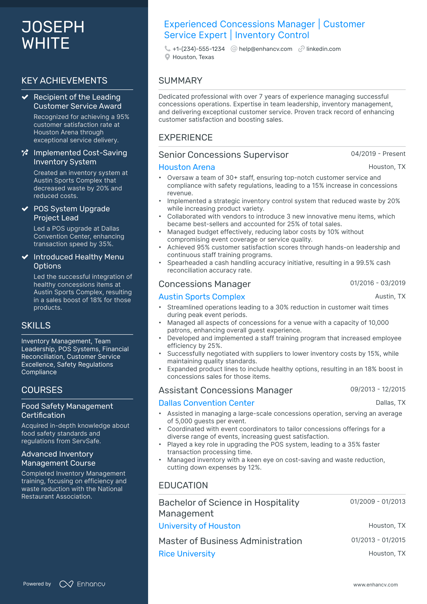 10 Venue Manager Resume Examples & Guide for 2025