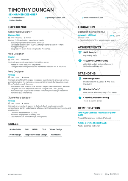 Web Designer Resume Examples & Guide for 2023 (Layout, Skills, Keywords ...