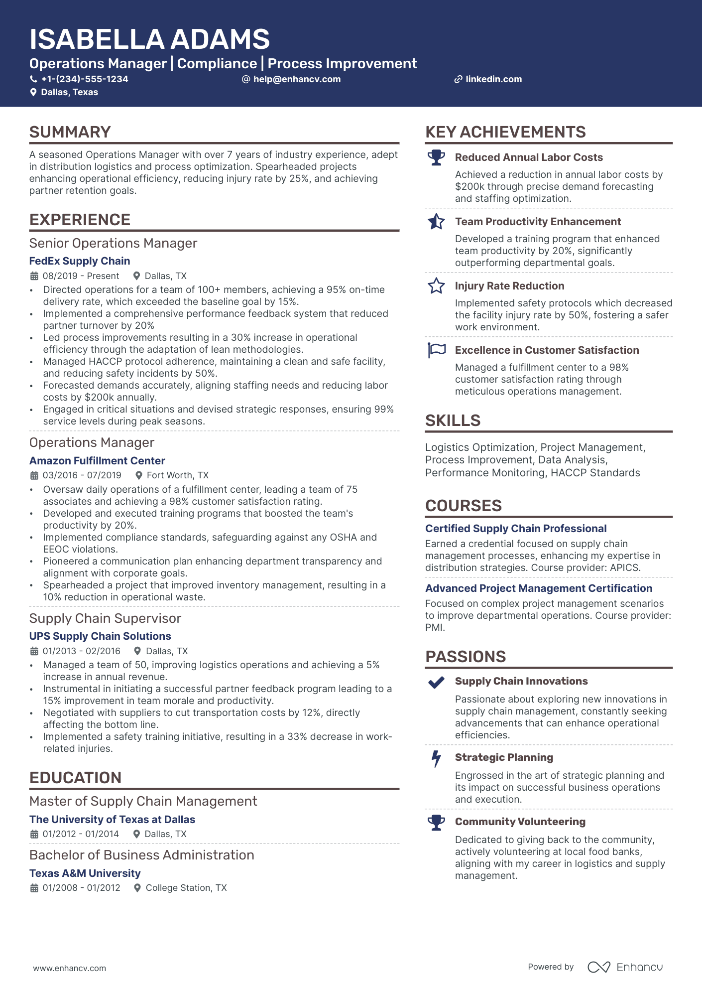 10 Transportation Operations Manager Resume Examples & Guide for 2025