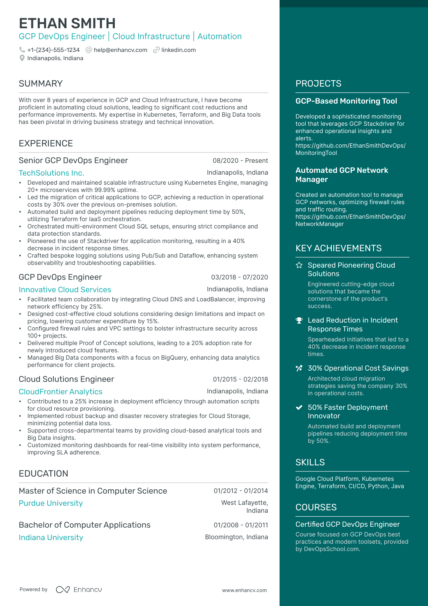 10 GCP Devops Engineer Resume Examples & Guide for 2025