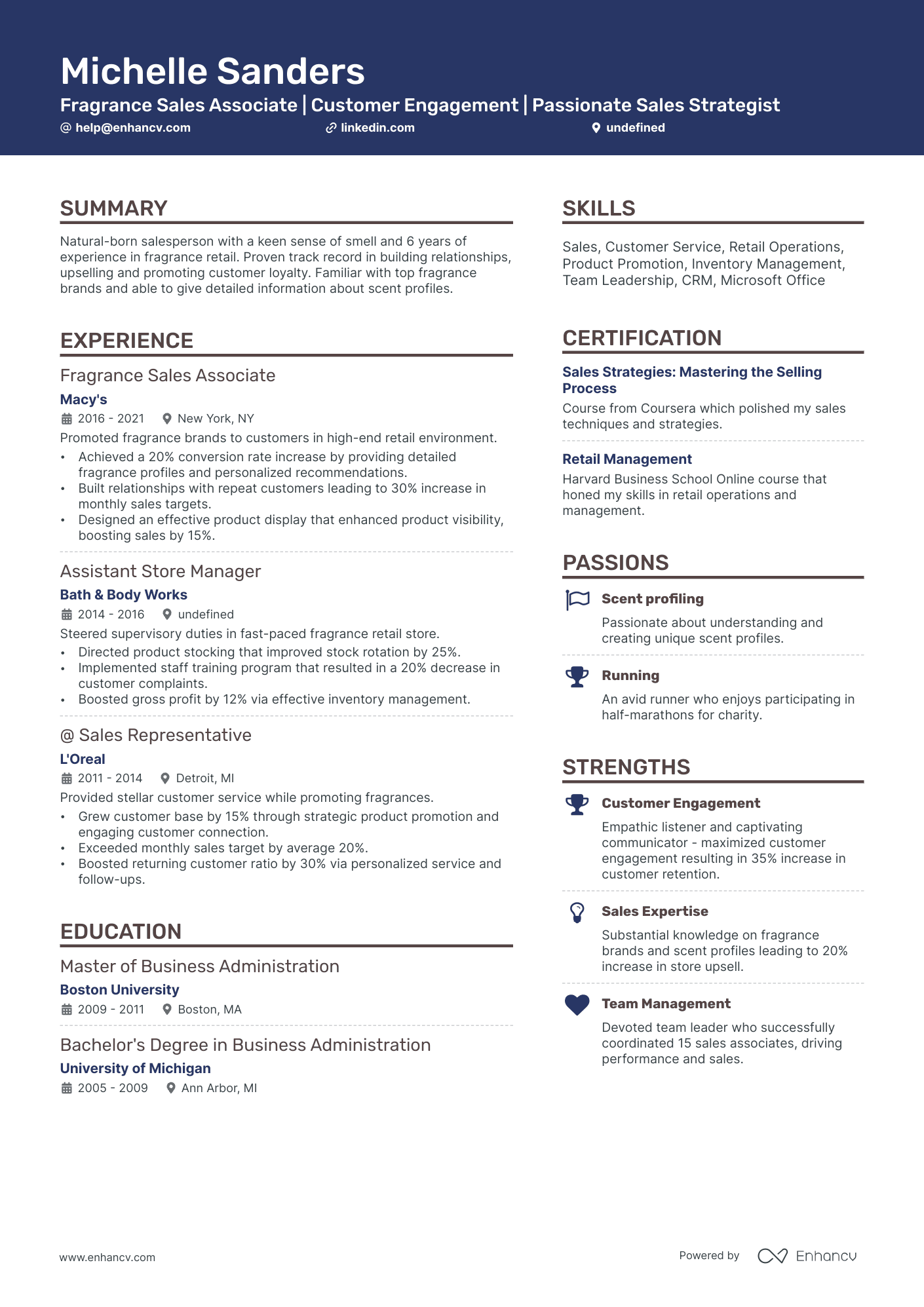 10 Fragrance Sales Associate Resume Examples & Guide for 2026