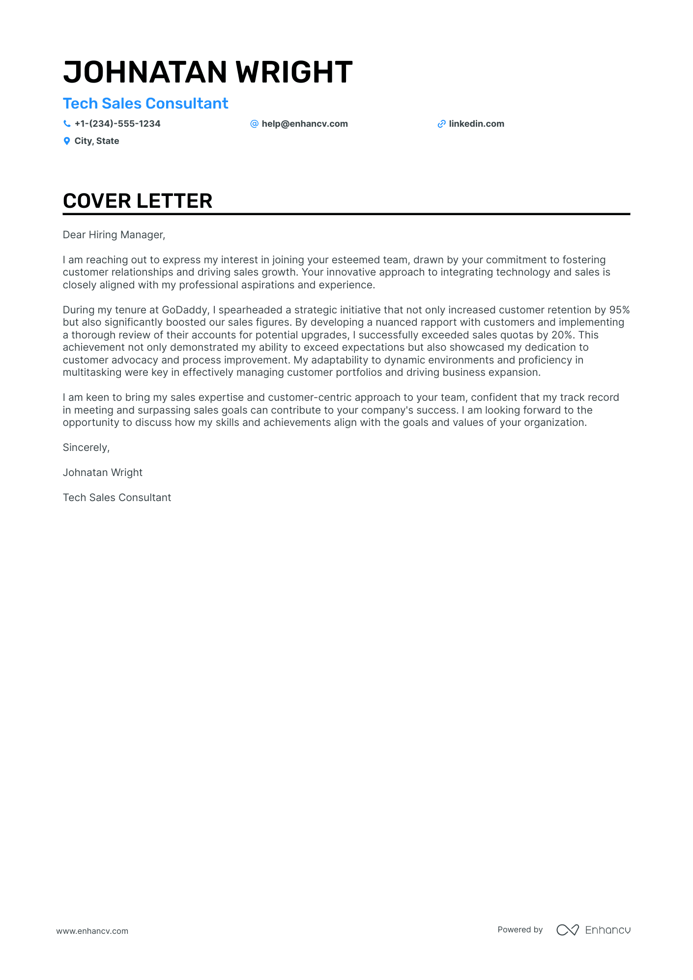 17 Professional Sales Cover Letter Examples and Template for 2026 | Enhancv