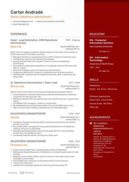 5 Salesforce Admin Resume Examples & Guide for 2024 5 Salesforce Admin Resume Examples & Guide for 2024