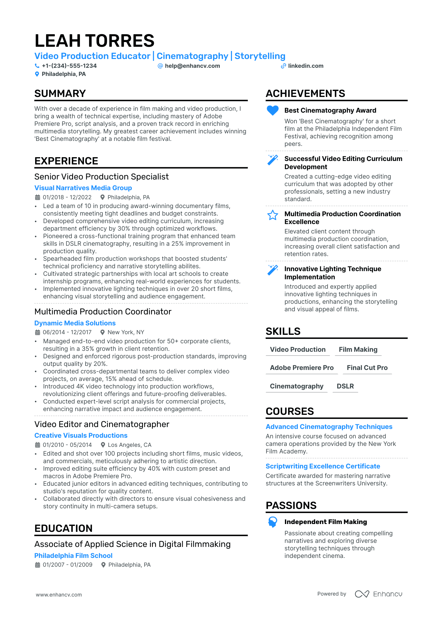 8 Filmmaker Resume Examples & Guide for 2024