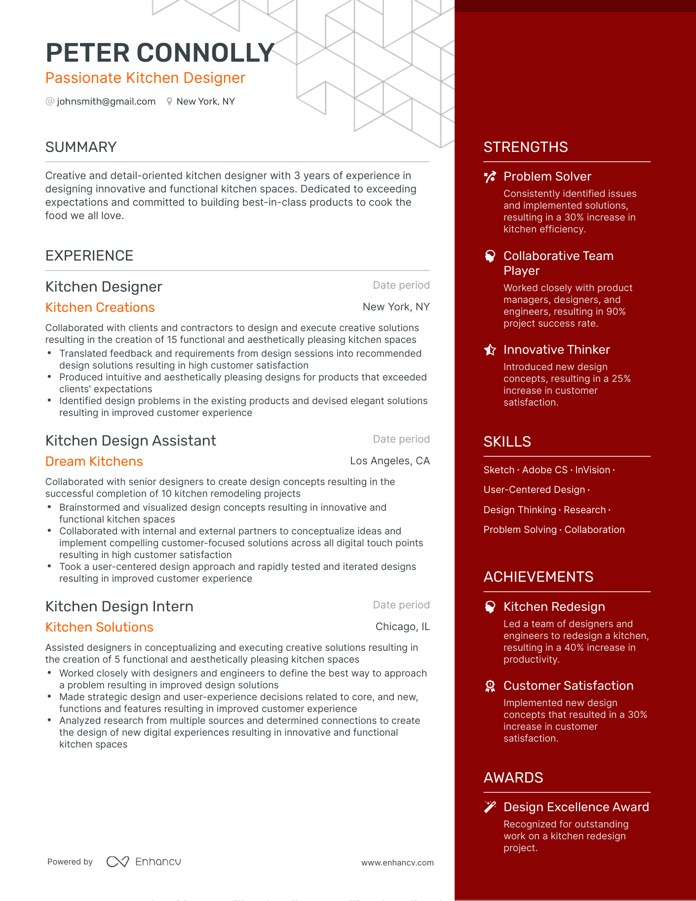 5 Kitchen Designer Resume Examples & Guide for 2024