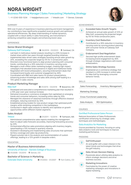 5 Business Planning Manager Resume Examples & Guide for 2024