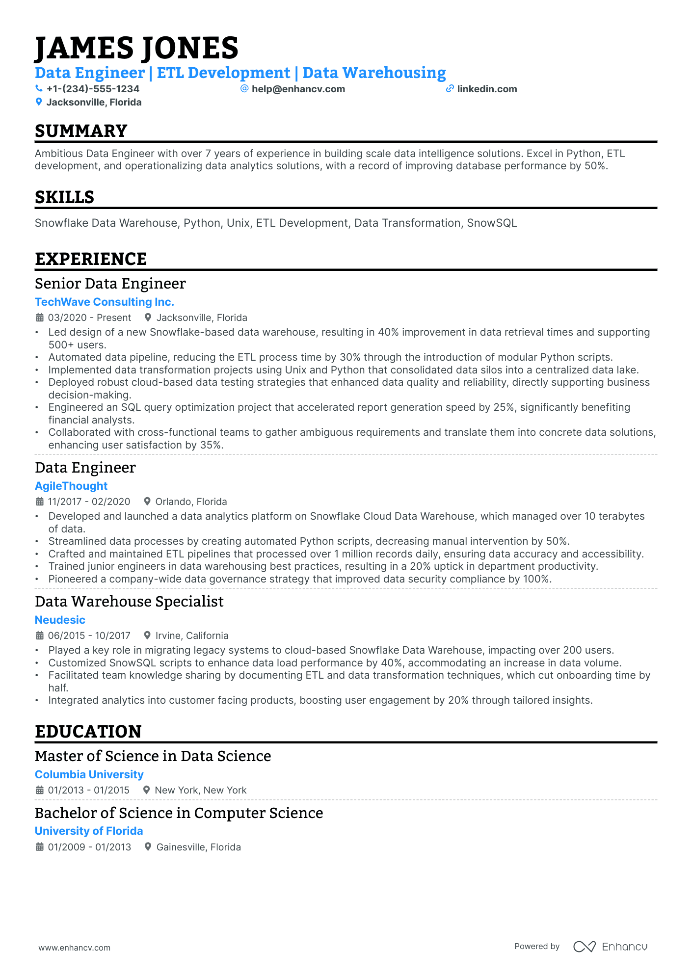 10 Snowflake Developer Resume Examples & Guide for 2026