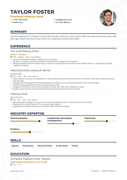 Freelance Makeup Artist Resume Examples & Guide for 2023 (Layout ...