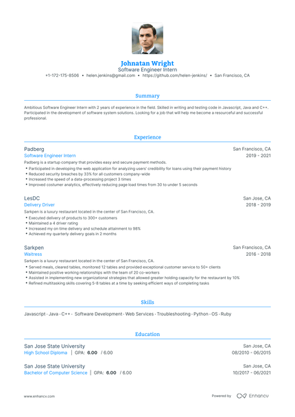 5 Software Engineer Intern Resume Examples & Guide for 2023