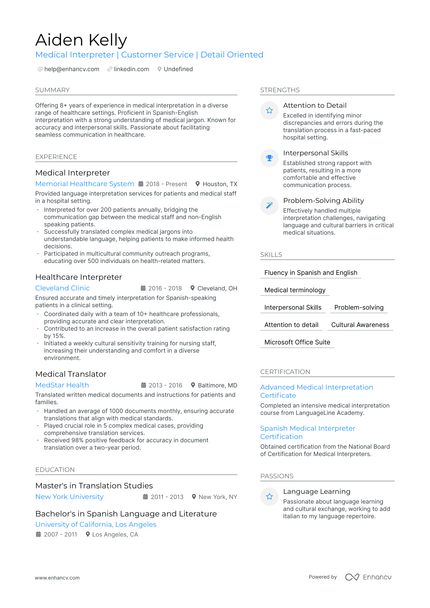 5 Medical Interpreter Resume Examples & Guide for 2024