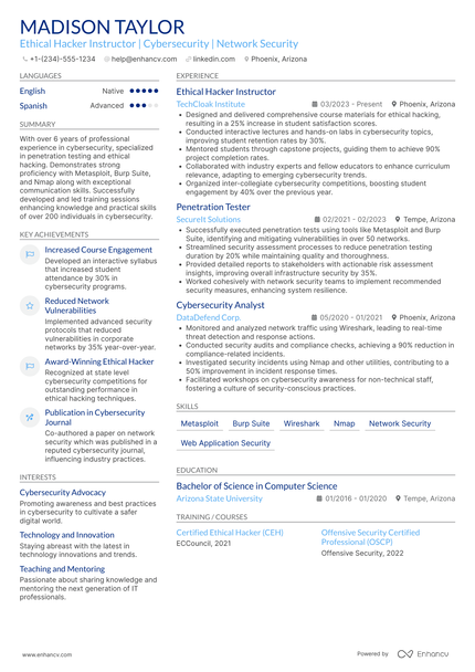 14 Ethical Hacker Resume Examples & Guide for 2026