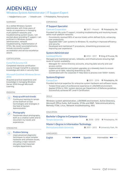 10 Windows System Administrator Resume Examples & Guide for 2026