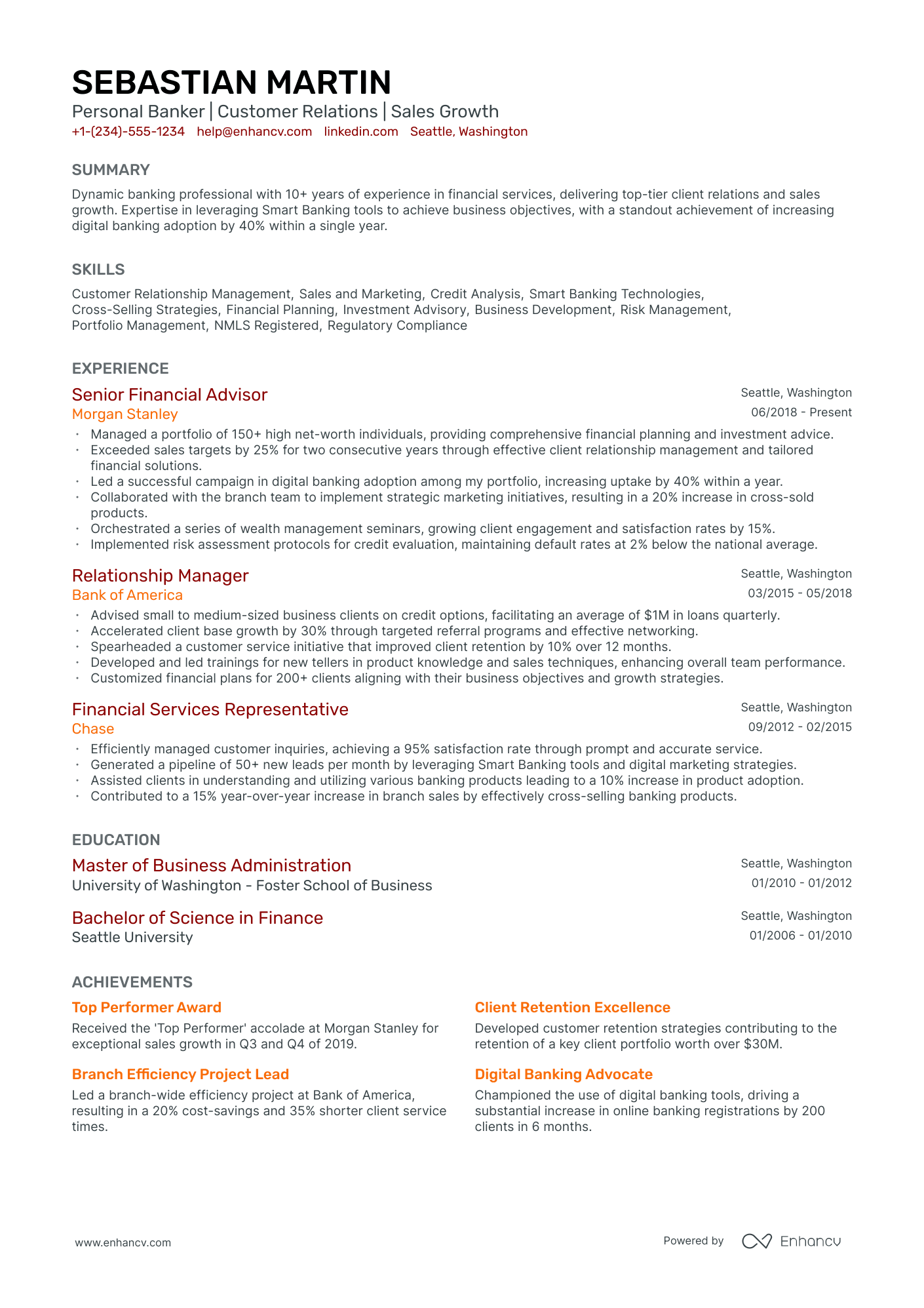 5 Personal Banker Resume Examples & Guide for 2024