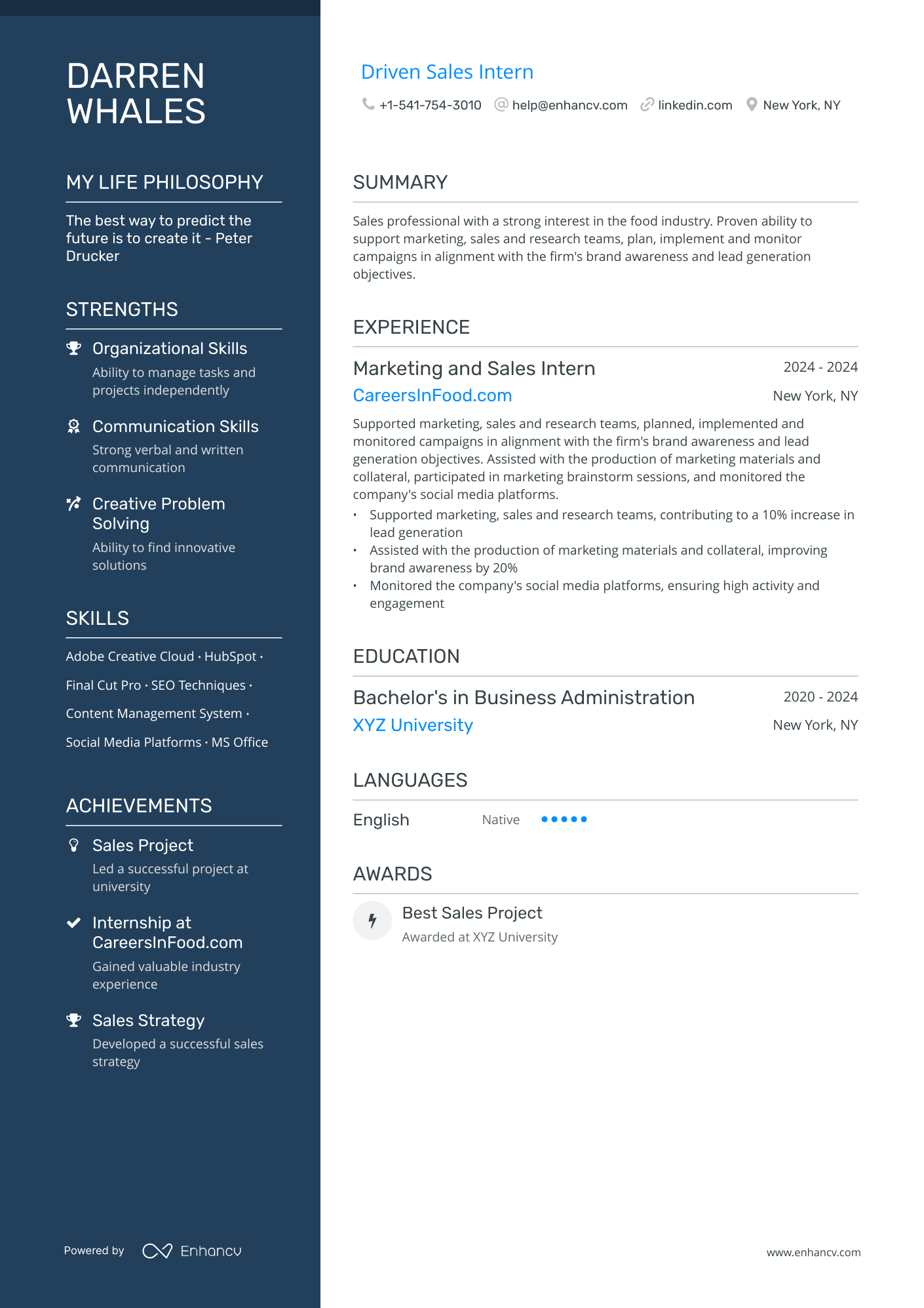 5 Sales Intern Resume Examples & Guide for 2024