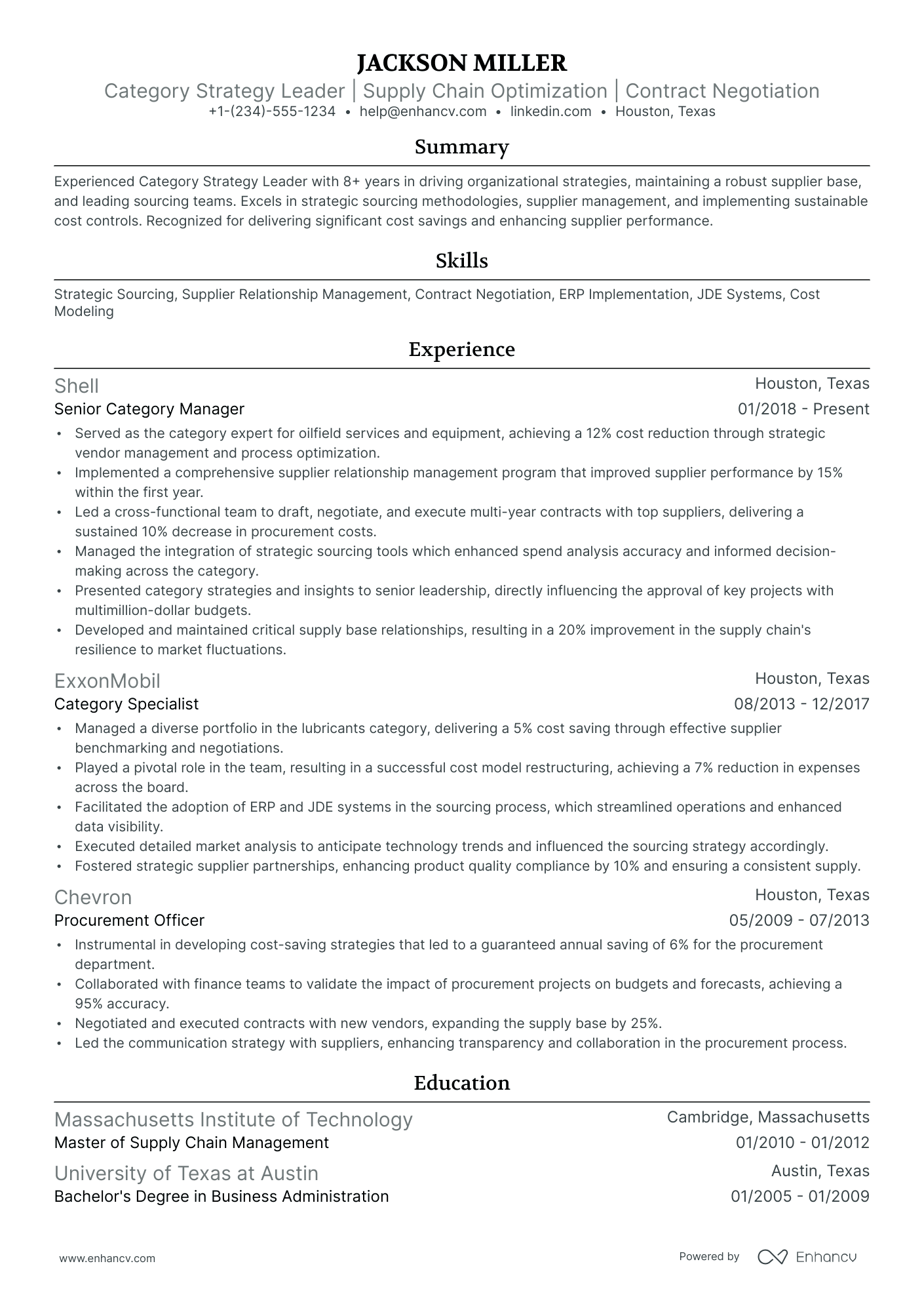 10 Commodity Manager Resume Examples & Guide for 2026