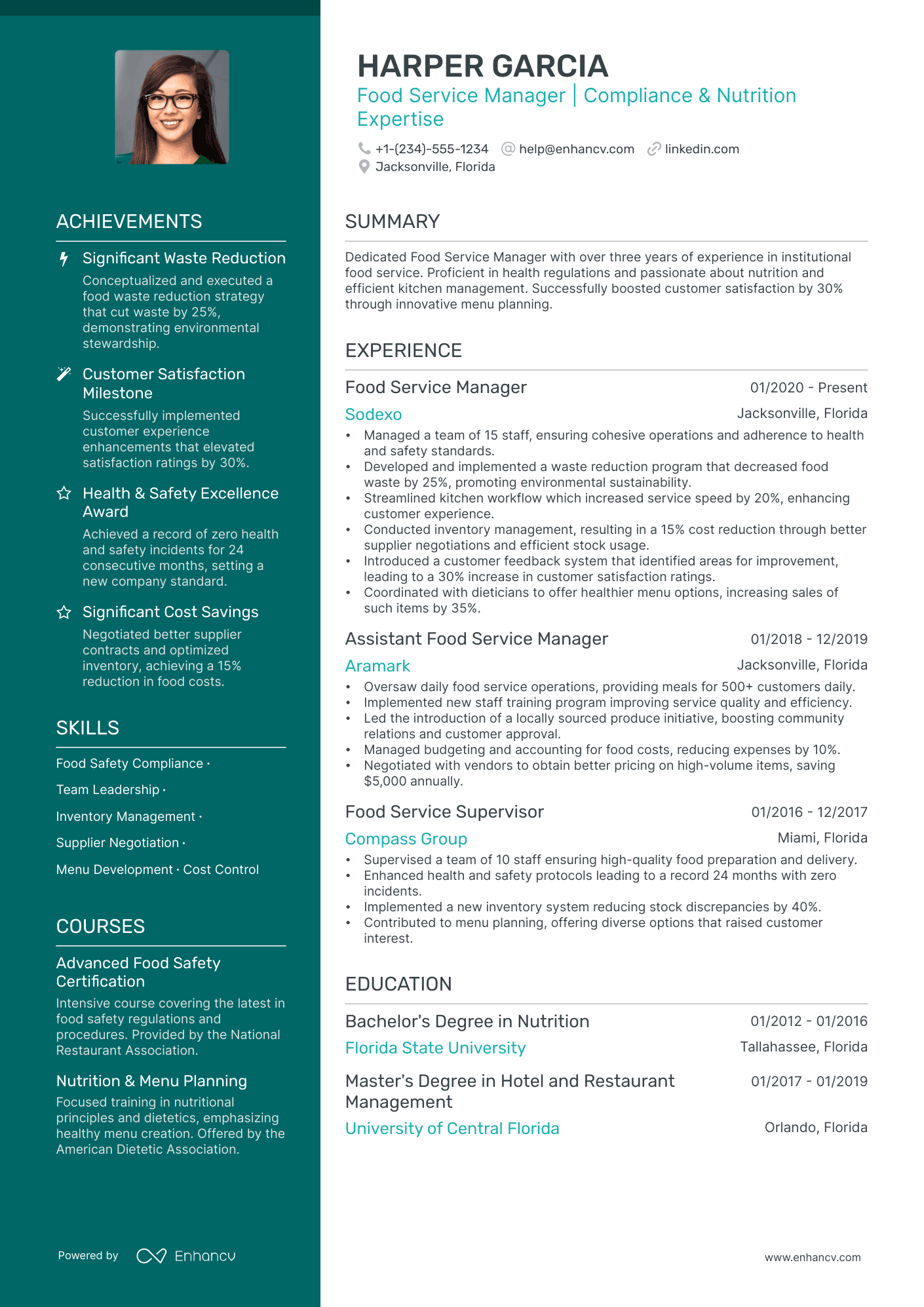5 Food Service Manager Resume Examples & Guide for 2024