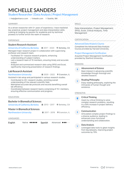 10 Student Researcher Resume Examples & Guide for 2026