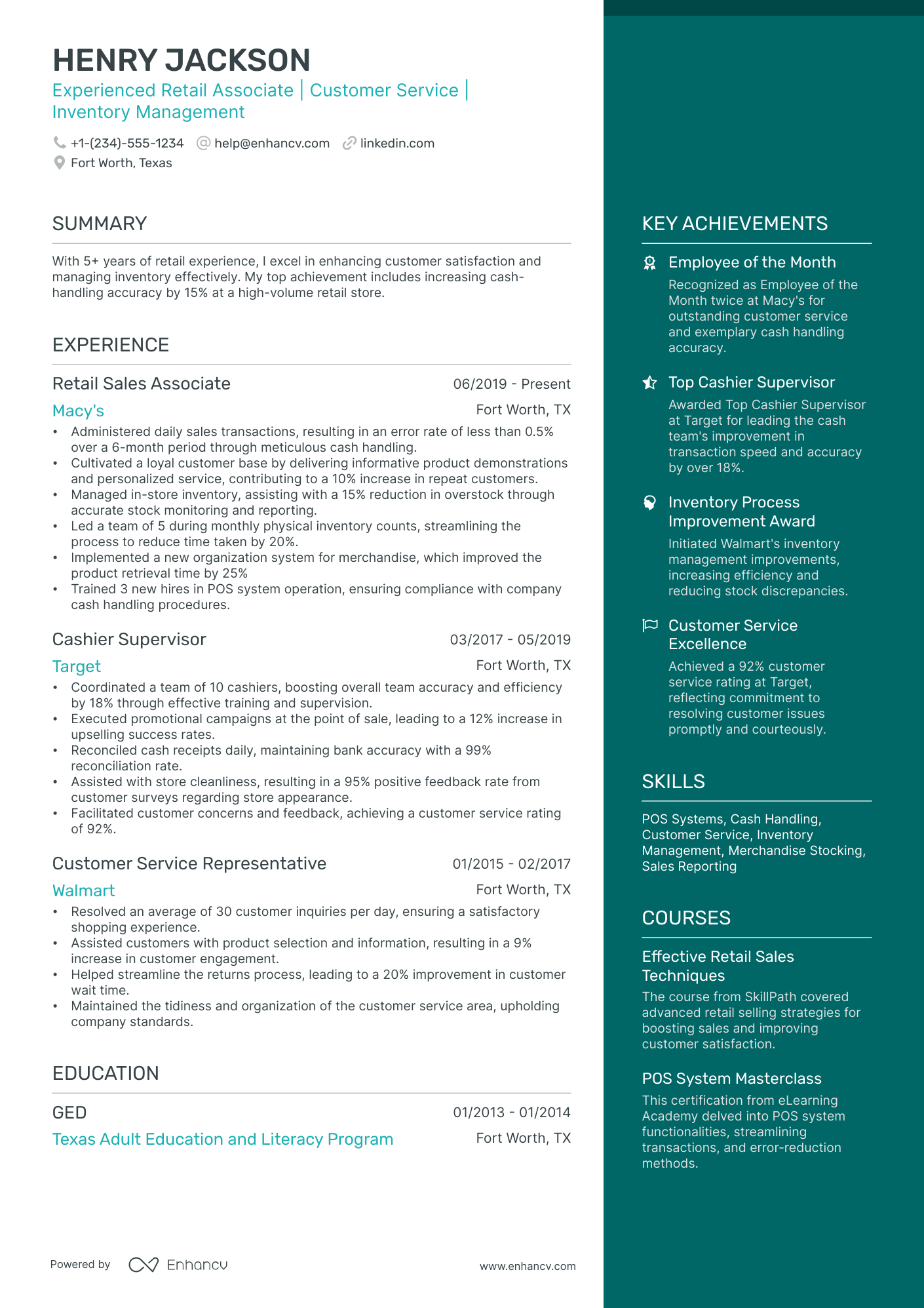 10 Sales Cashier Resume Examples & Guide for 2026