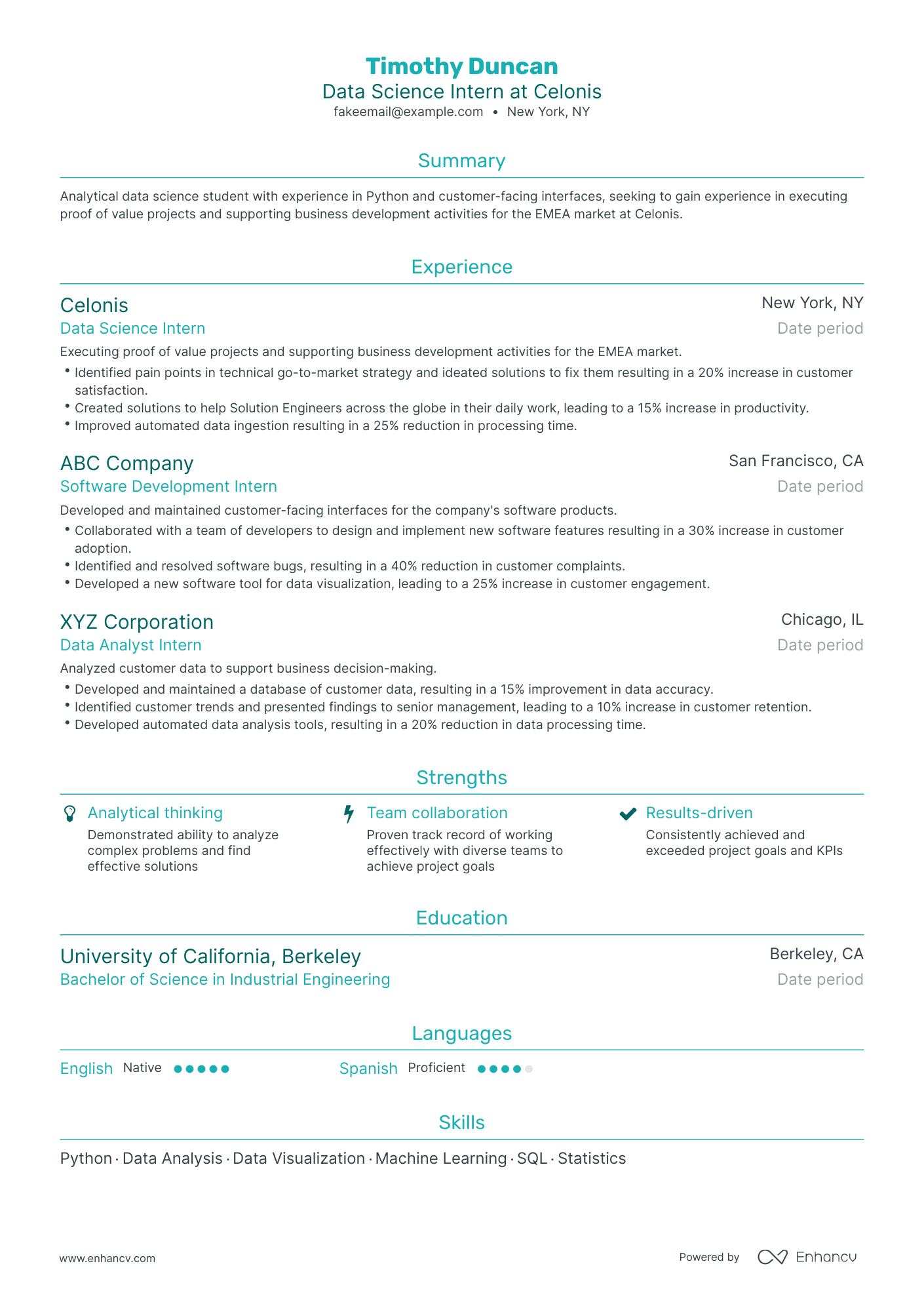 5 Data Science Intern Resume Examples & Guide for 2023