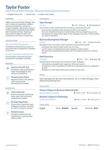 10 Head of Sales Resume Examples & Guide for 2026